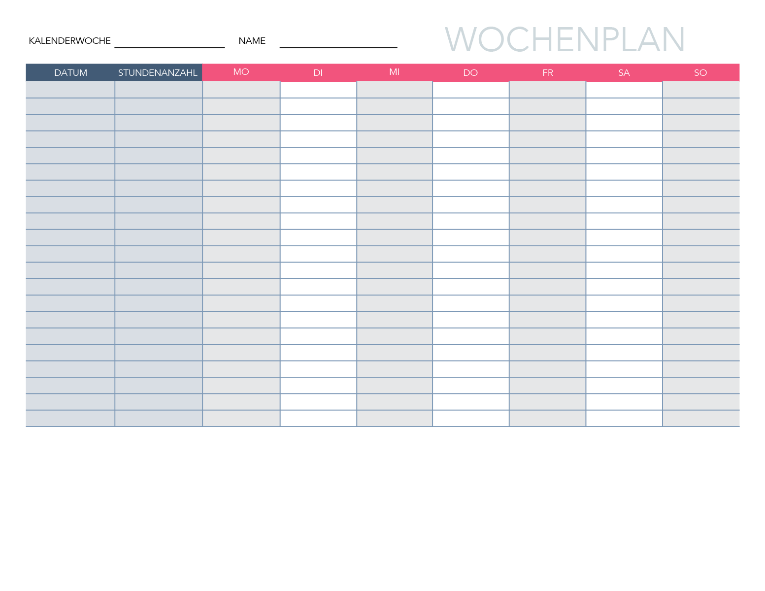 Wochenplan: Vorlage für Excel | PDF | HubSpot